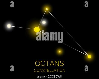 Octans constellation. Starry night sky. Cluster of stars, galaxy. Deep ...
