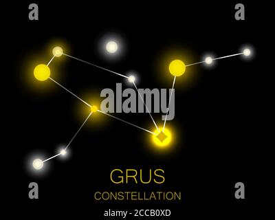 Grus constellation. Starry night sky. Cluster of stars and galaxies ...