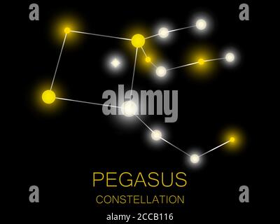 Pegasus constellation. Starry night sky. Cluster of stars and galaxies ...