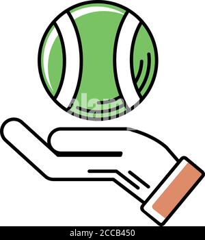 hand lifting ball tennis sport line style icon vector illustration ...