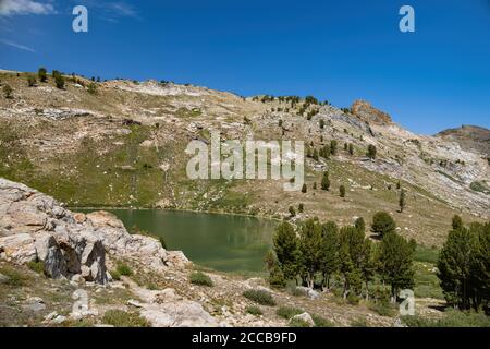 Morning view of the beautiful Lamoille Lake at Ruby Mountain, Nevada ...