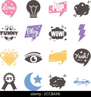 bundle of sixteen slang set icons vector illustration design Stock ...