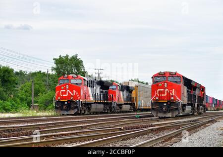 Homewood, Illinois, USA. A Canadian National intermodal freight ...