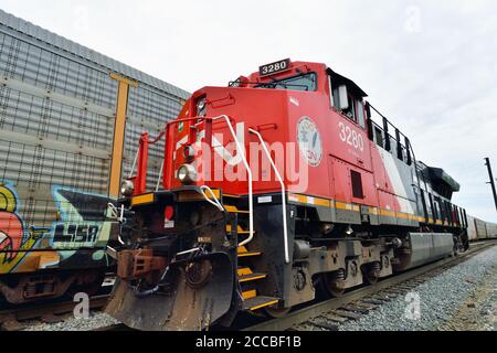 Homewood, Illinois, USA. A Canadian National intermodal freight ...