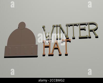 WINTER HAT icon and text on the wall, 3D illustration Stock Photo - Alamy