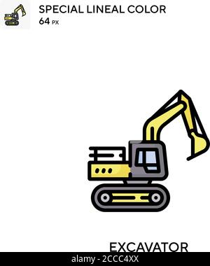 Illustration of digger, excavator symbol, earthmover icon, symbol for ...