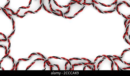 Stranded wire. Twisted together red, black and white wires. 3D ...
