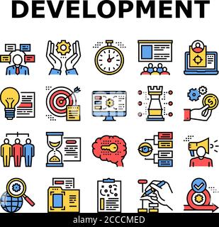 Project launching linear icons set. Initiative, Rollout, Debut ...