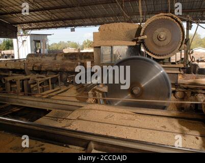 sawmill saw mill circular saws cutting wood dangerous equipment no ...