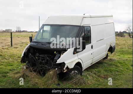 Crashed White Van Stock Photo - Alamy