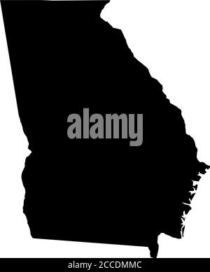 Georgia, state of USA - solid black outline map of country area. Simple ...