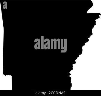Arkansas, state of USA - solid black outline map of country area ...