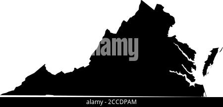 Virginia, state of USA - solid black outline map of country area ...