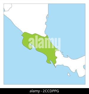 Map of Costa Rica with neighbor countries pinned on world map. Abstract ...