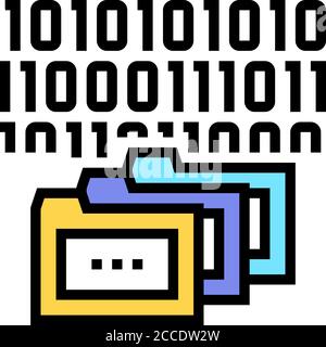 binary code and folders color icon vector illustration Stock Vector ...