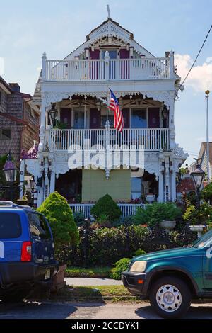 Historic Ocean Grove Camp Methodist summer tent neighborhood facing the ...