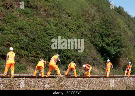 Network Rail maintenance gang on a railway line Stock Photo - Alamy