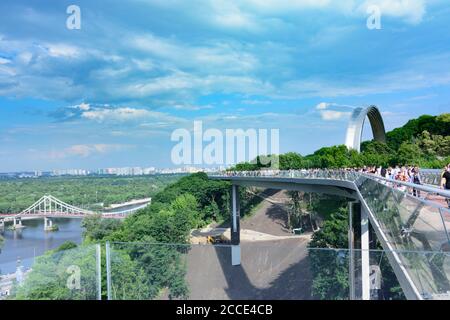 Glass Bridge and People's Friendship Arch - Kiev, Ukraine Stock Photo ...