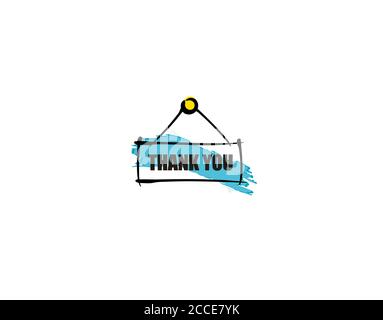 Thank You Signboard Flat on white background in vector illustration ...
