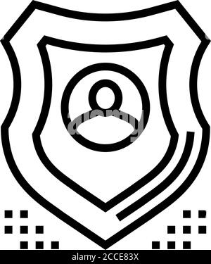 integrity icon. human with shield. icon related to core values. line ...