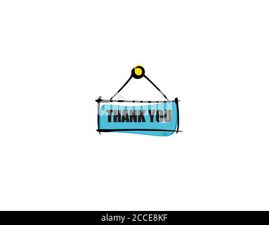 Thank You Signboard Flat on white background in vector illustration ...