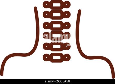 Vector isolated illustration of cervical vertebrae pain. Contour ...