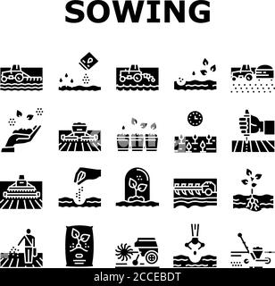 Gardening and Planting vector glyph icons set. Graph symbol for ...