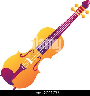 fiddle string instrument line and fill style icon vector illustration ...