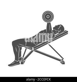 Handsome muscular man lifting weights in a vector cartoon illustration ...