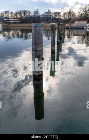 Prien town on Lake Chiemsee in the prealpine plateau Chiemgau, lake and ...