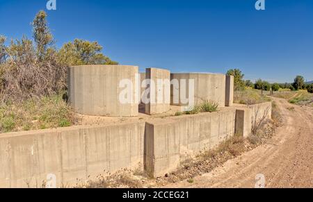 The remains of an old cement foundation in the ghost town of Sundad ...
