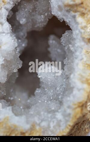 Looking Inside A Quartz Geode Stock Photo - Alamy