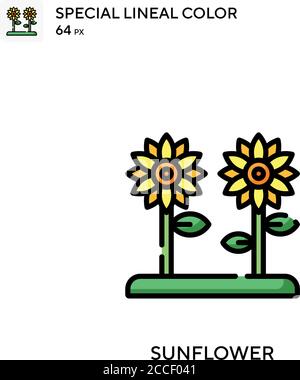 Sunflower Special lineal color icon. Illustration symbol design template for web mobile UI ...
