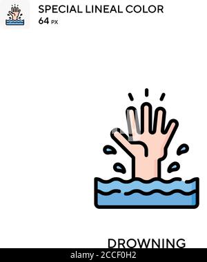 Drowning Special lineal color icon. Illustration symbol design template ...