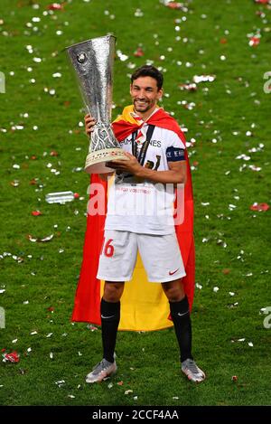 Jesus Navas of Sevilla FC celebrates at the end of the UEFA Europa ...