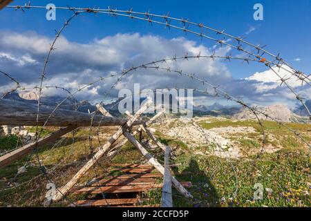 Trenches of the First World War on Monte Piana, the Dolomites. Italian ...