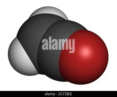 Ethenone or ketene molecule. 3D rendering. Atoms are represented as ...