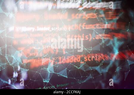CSS, JavaScript and HTML usage. Monitor closeup of function source code ...