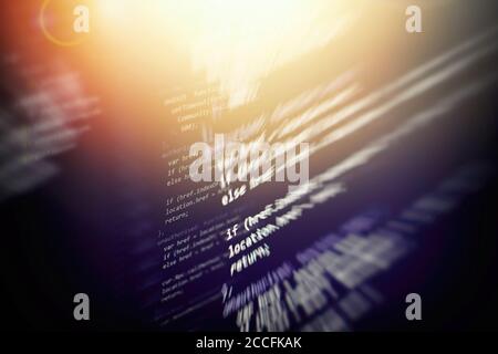 CSS, JavaScript and HTML usage. Monitor closeup of function source code ...