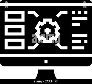 gear characteristics on computer screen line icon vector illustration ...