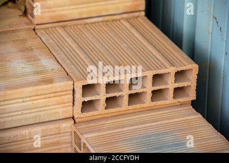 Perforated cement block wall background with shadow Stock Photo - Alamy