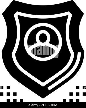 integrity icon. human with shield. icon related to core values. line ...