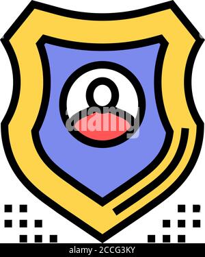 integrity icon. human with shield. icon related to core values. line ...
