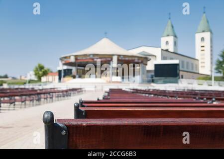 The outdoor altar to the Saint James church in Međugorje (or Medjugorje), Federation of Bosnia ...