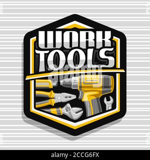 Vector logo for Hardware Tools, black decorative signboard with ...