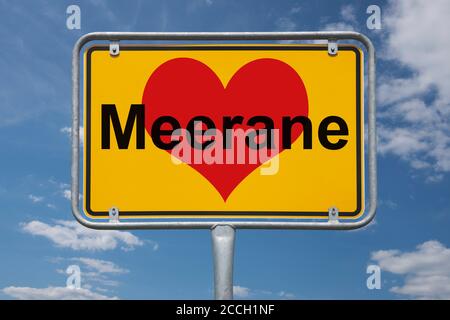 Ortstafel Meerane, Sachsen, Deutschland | Place name sign Meerane ...