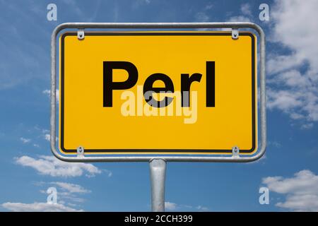 Ortstafel Perl, Saarland, Deutschland | Place name sign Perl, Saarland ...