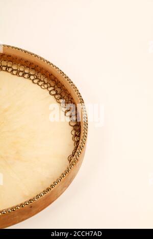 Traditional Daf hand drum from Persia or Turkey, showing rings fixed on ...