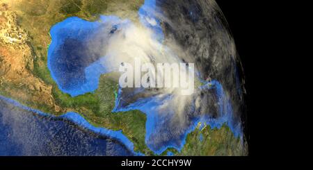 Hurricane Marco and Laura approaching USA. Earth from space. Elements ...