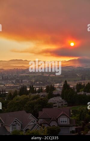 California wildfire - the Walbridge Fire in Sonoma County. smoke and ...